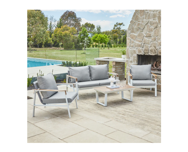 Cooper & Co. Sunshine 4-Piece Outdoor Conversation Set Grey & White ...