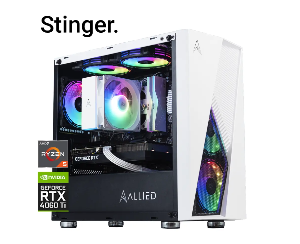 Allied Stinger Ryzen 5 5600 RTX 4060 Ti 8GB Gaming PC - White Edition ...